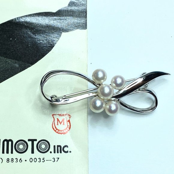 Mikimoto | Jewelry | Jr6232 Mikimoto Sterling Silver 5mm Five Akoya ...